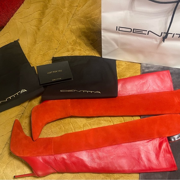 Shoes | Identita Brand New Red Thigh High Boots | Poshmark